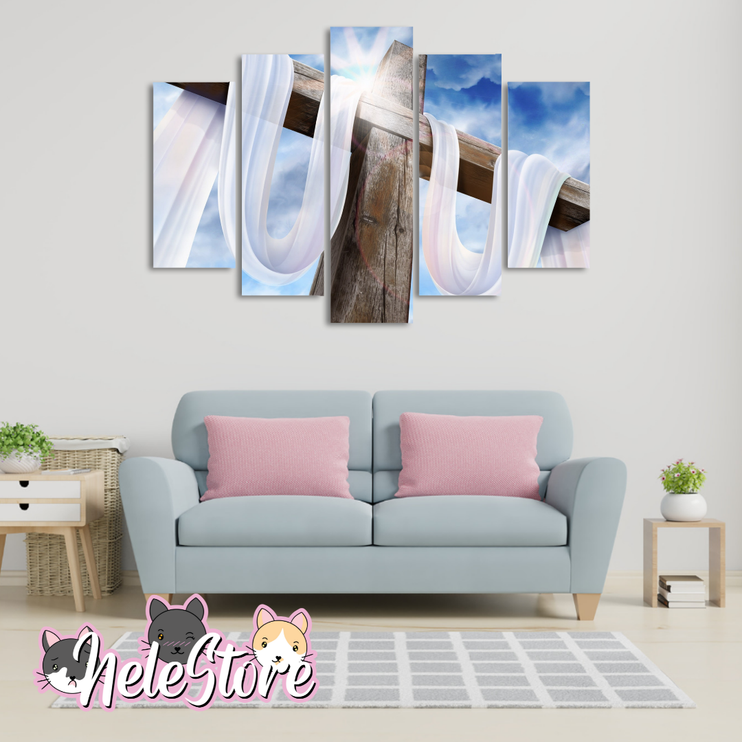 Cruz Con Manto Sagrado - Segmentado 5 piezas 110x80 cm – Nele Store